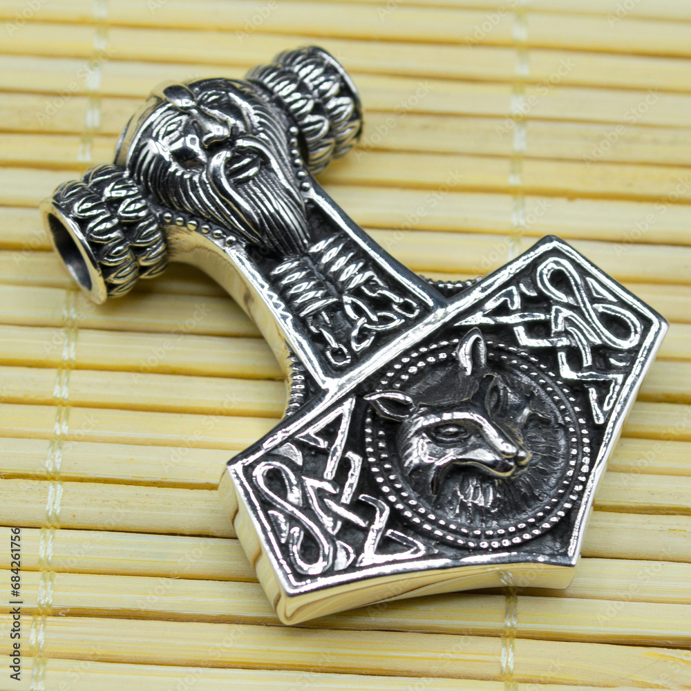 Silver Mjolnir pendant. Peruns ax. Pagan Style. Ancient amulet of ...