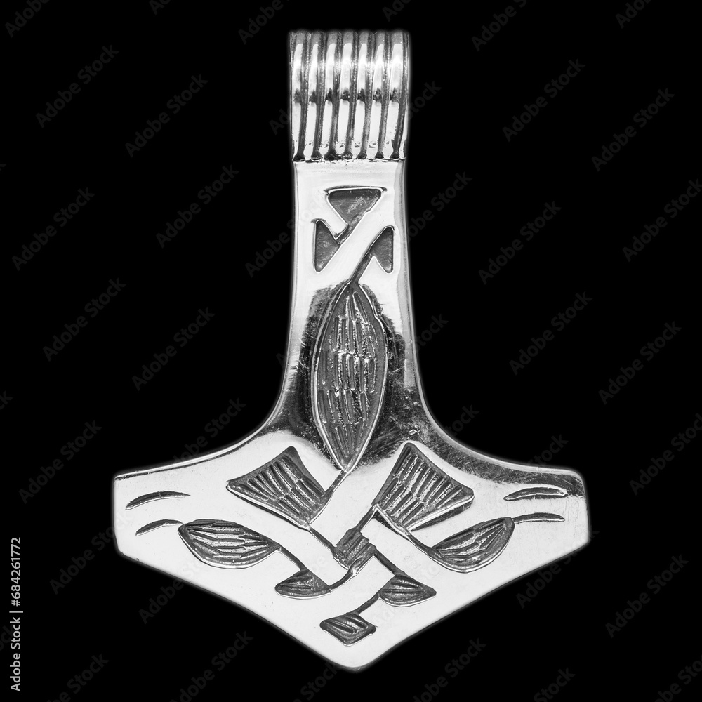 Silver Mjolnir pendant. Peruns ax. Pagan Style. Ancient amulet of ...