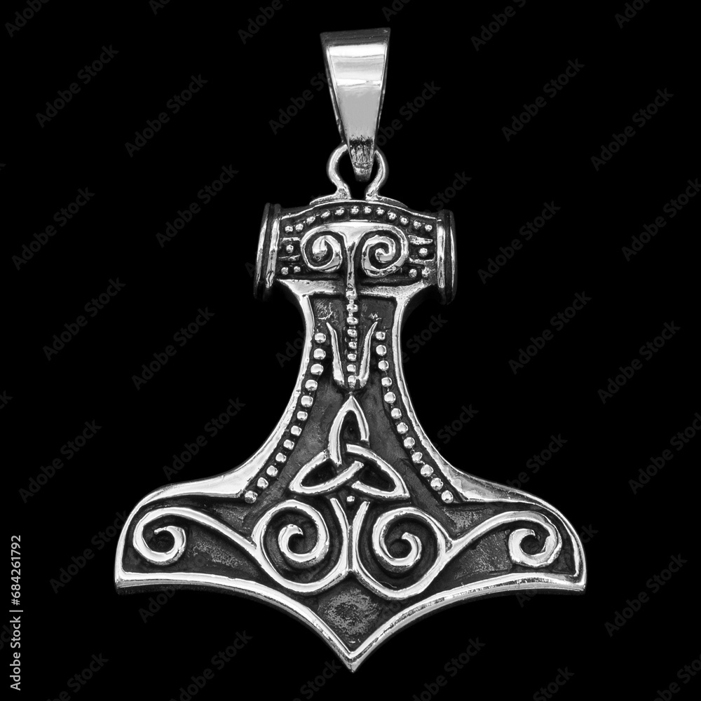 Silver Mjolnir pendant. Peruns ax. Pagan Style. Ancient amulet of ...