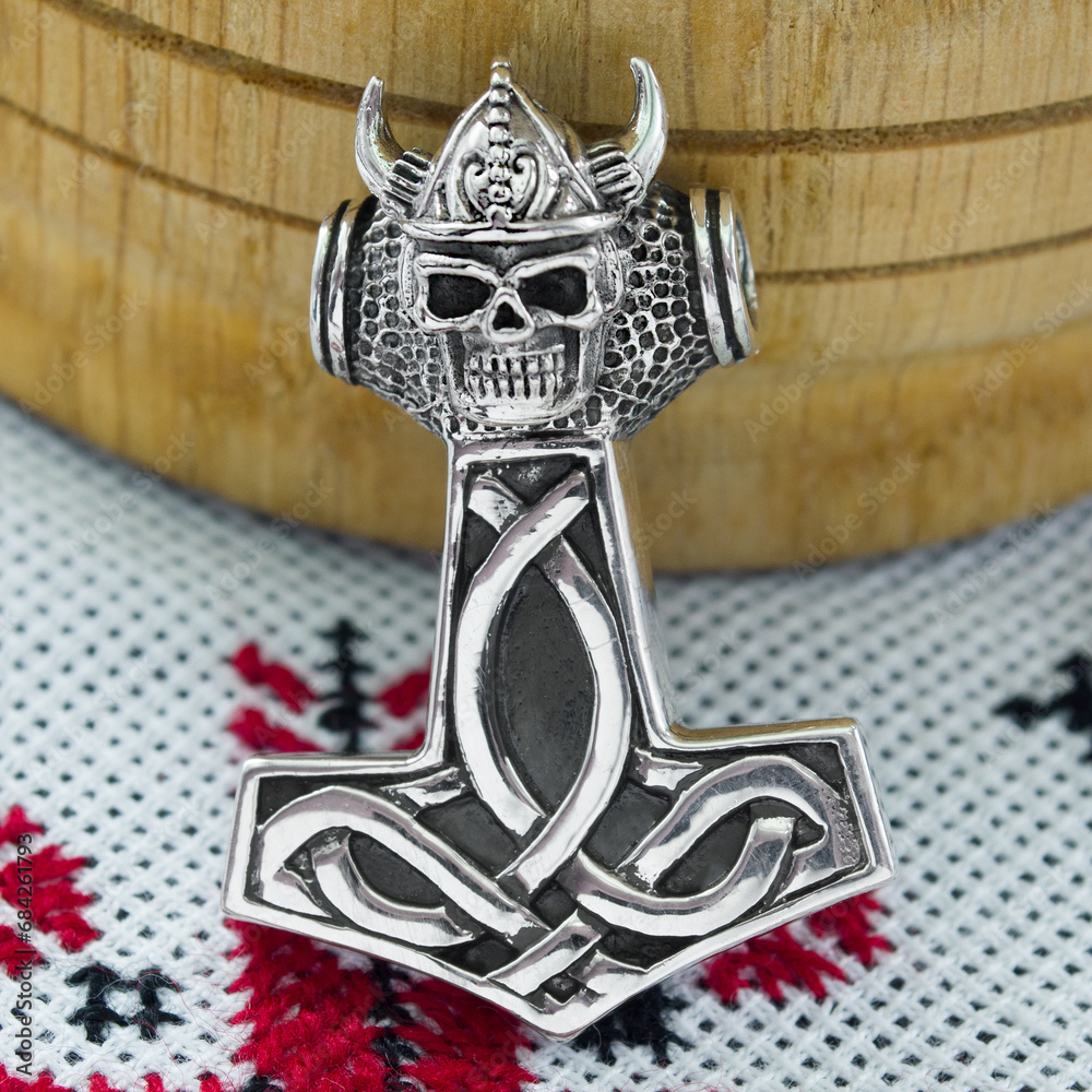 Silver Mjolnir pendant. Peruns ax. Pagan Style. Ancient amulet of ...