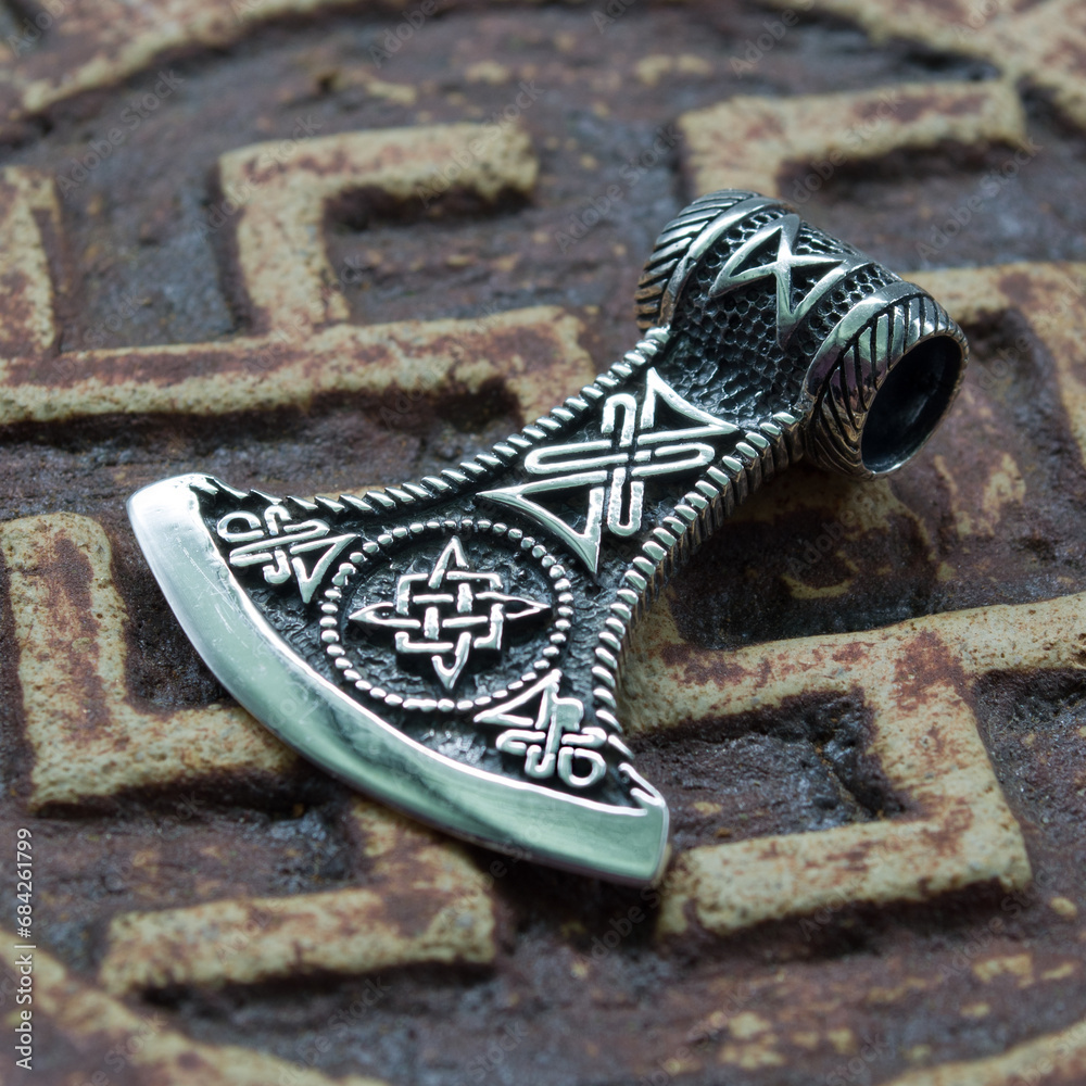 Silver Mjolnir pendant. Peruns ax. Pagan Style. Ancient amulet of ...