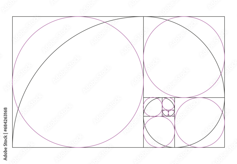 Golden Ratio Fibonacci Spiral Template for Designers vector de Stock ...