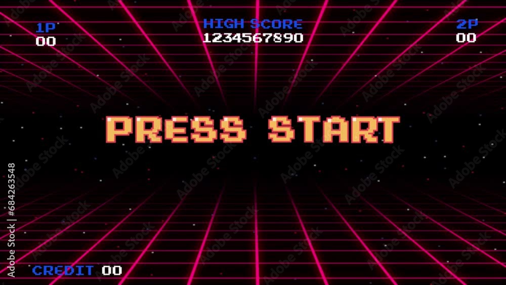 PRESS START INSERT A COIN TO CONTINUE .pixel art .8 bit game.retro game ...