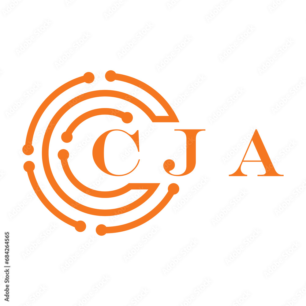 CJA letter design. CJA letter technology logo design on white ...