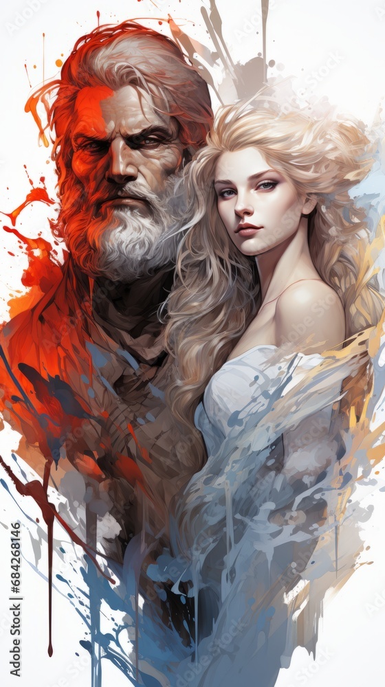 Full body portrait of Zeus and Hera the goddess by his side from Greek ...