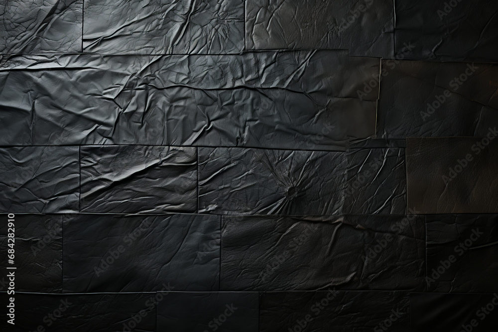 Woven black material with a textured feel. Creased backdrop resembling ...