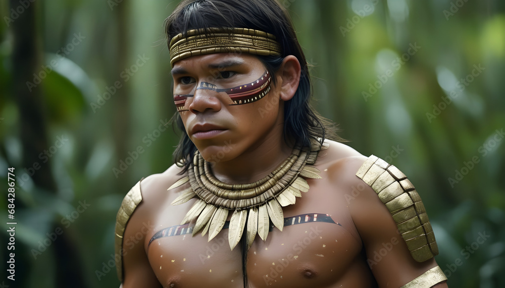 Hombre indigena guerrero amazonico Stock Photo | Adobe Stock