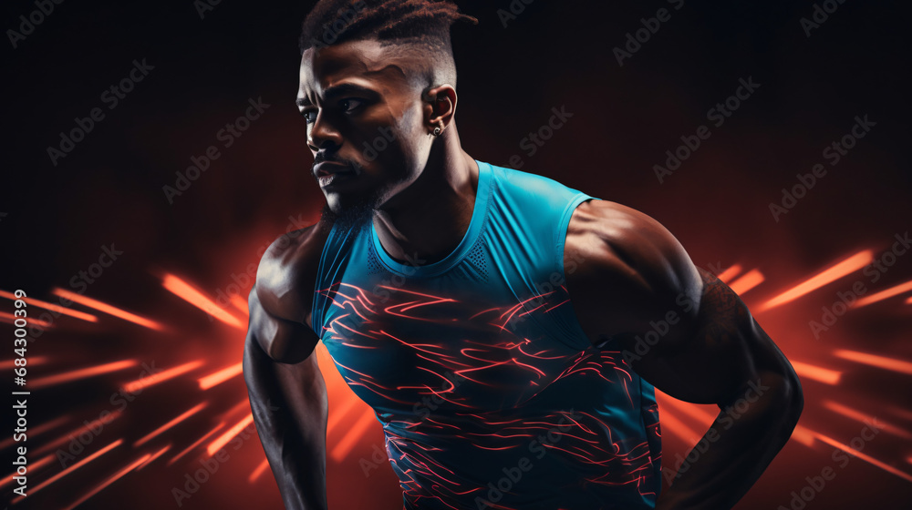 Sports portrait of a black man in action, an image of great dynamism ...