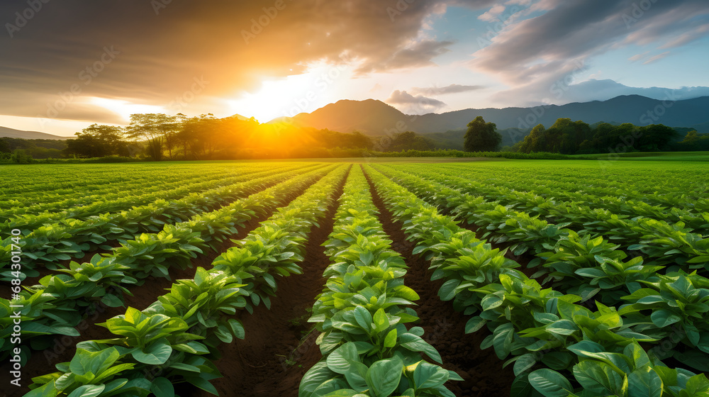 Sustainable farming practices, Growing crops on a field, sustainable ...