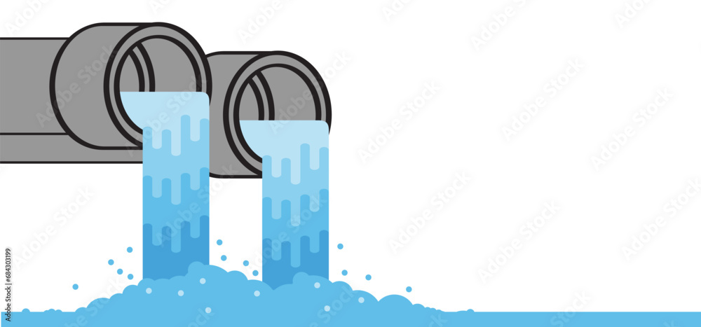 Milieu icon. Wastewater, dirty water. Sewer pipe icon. From the pipe ...