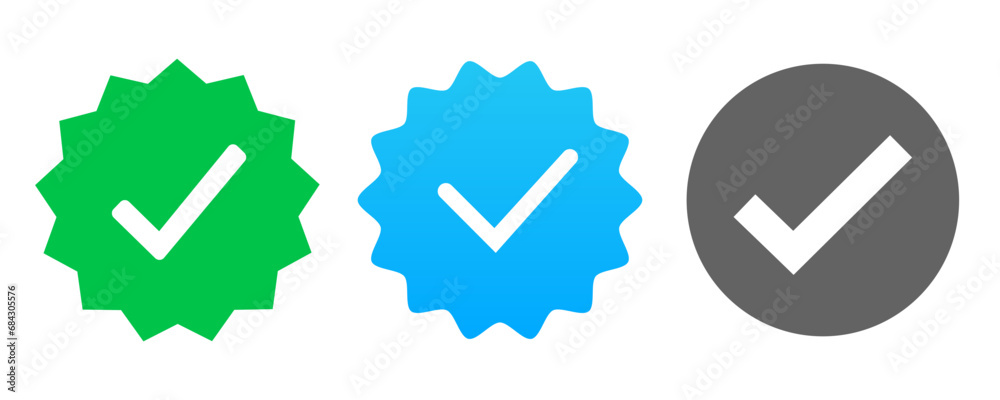 Whatsapp, Viber, Youtube, set verified profile badges. Blue check mark ...