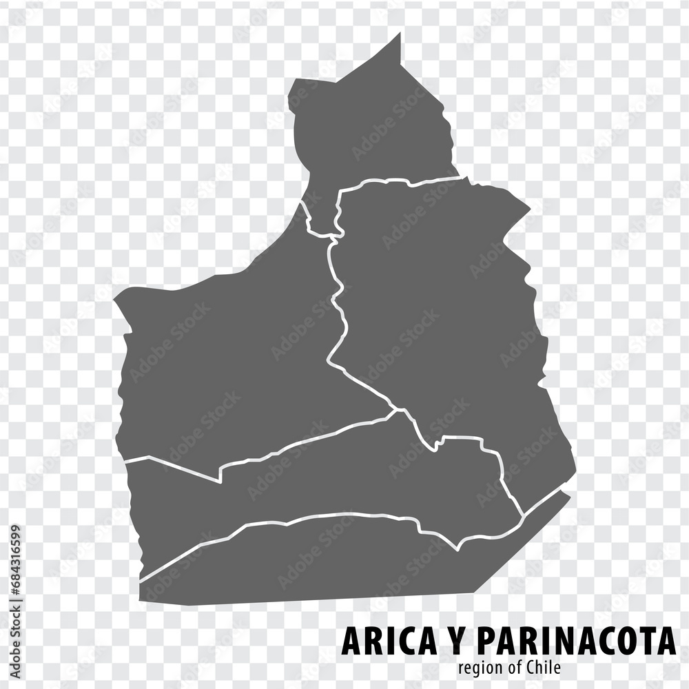 Blank map Arica y Parinacota Region of Chile. High quality map Arica y ...