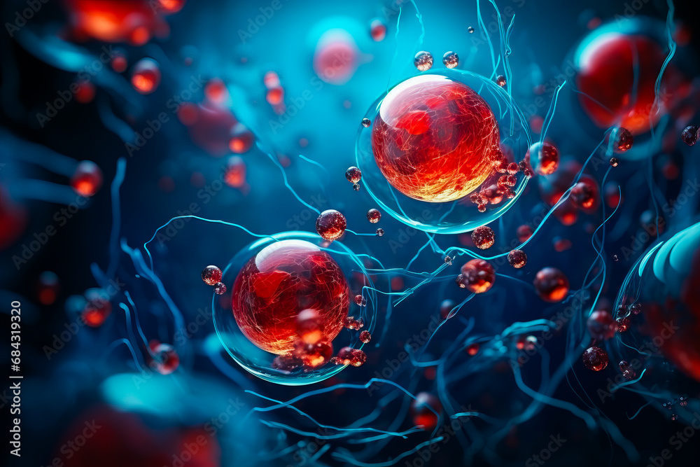 Anatomical cells, blood vessels, bacterial microcosm. Coronavirus ...