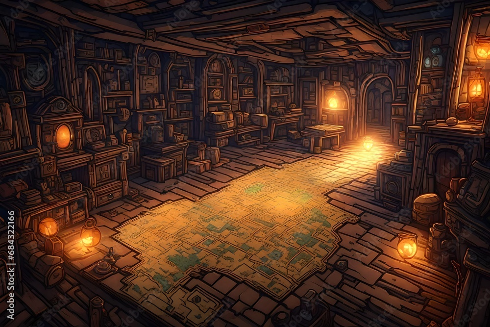 Glowing map leading to hidden treasures Stock Illustration | Adobe Stock