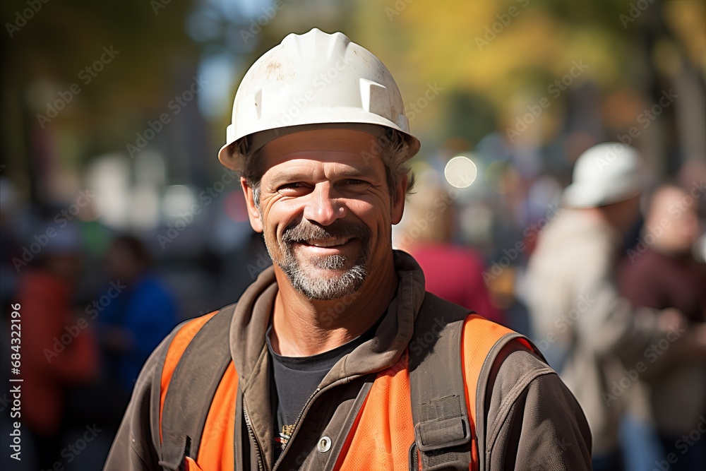 Professional Construction Worker Wearing Safety Gear at the Active ...