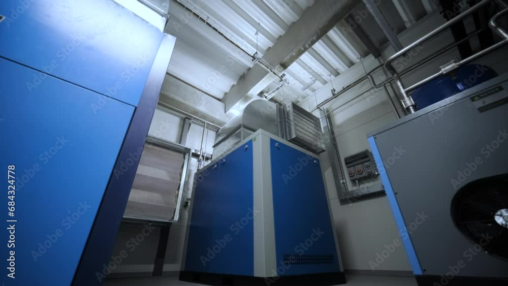 Industrial interior chiller and boiler HVAC heating ventilation air ...