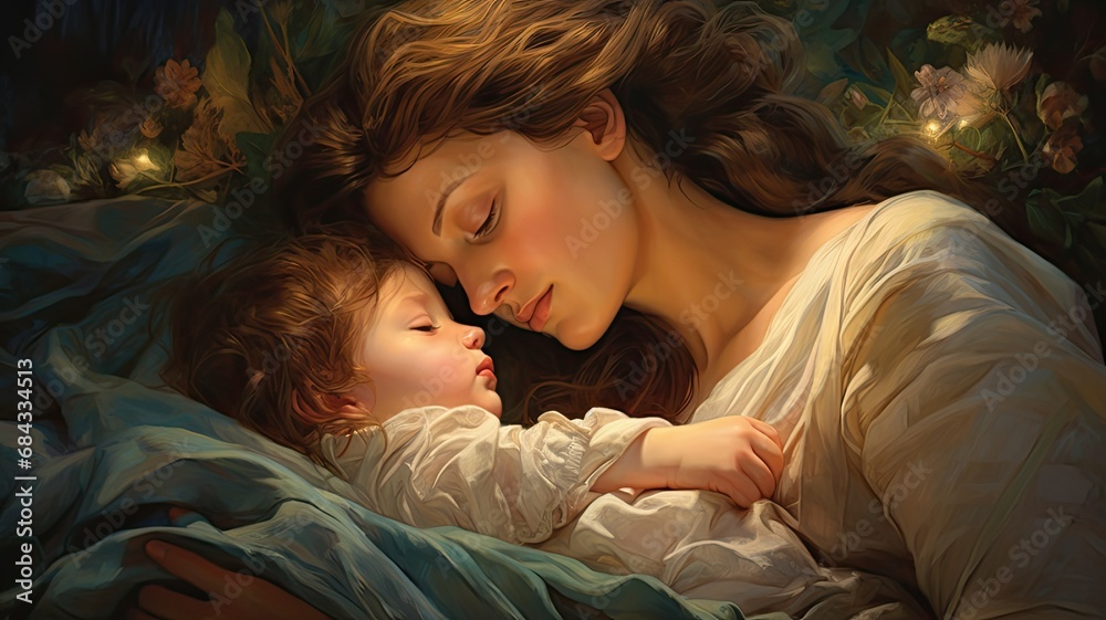 An image of a mother embracing her child with a heartfelt expression of ...