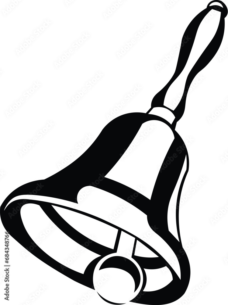 Cartoon Black and White Isolated Illustration Vector Of A Hand Bell ...