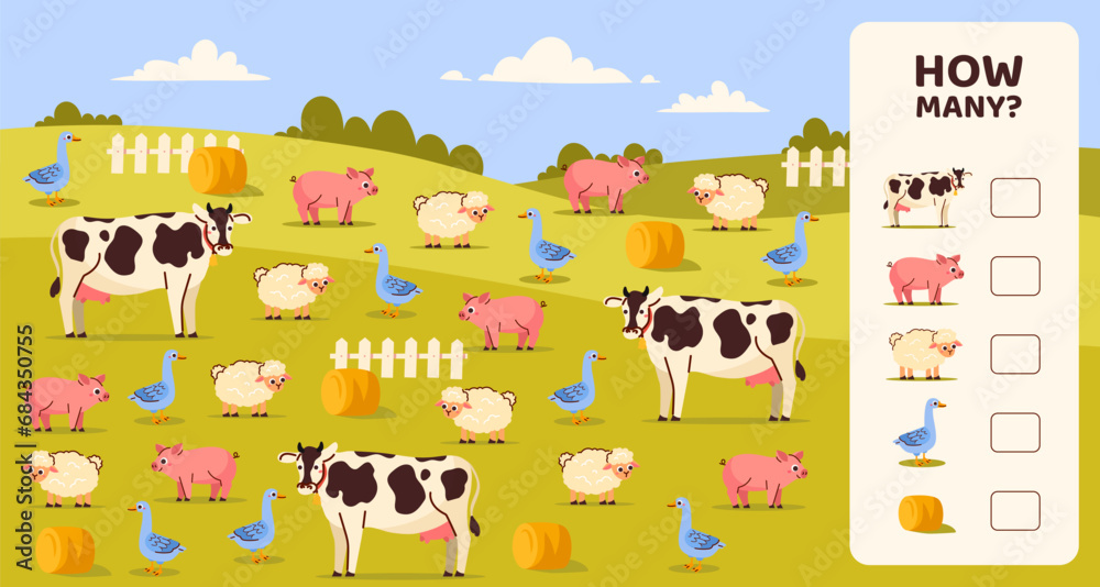 How many game template. Farming and agriculture with cows and pigs ...