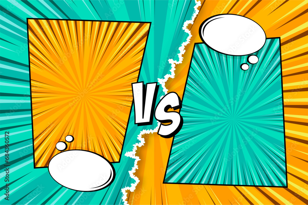 Cartoon comic background. Fight versus. Comics book colorful ...