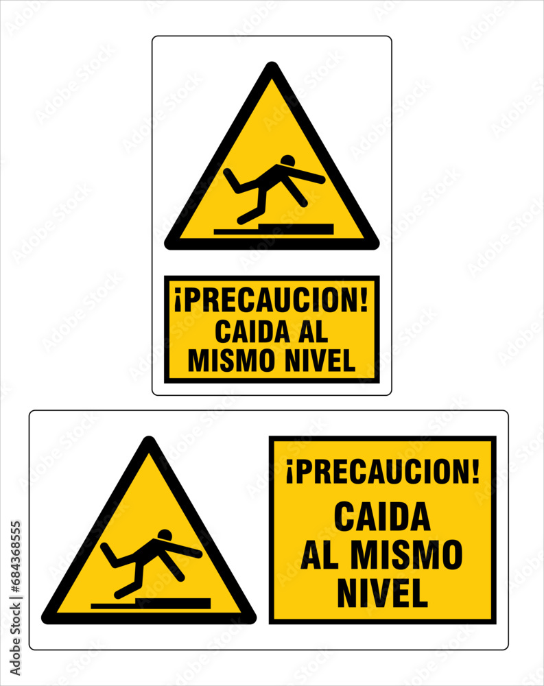 señal precaución, riesgo de tropiezo o de caída, watch your step ...