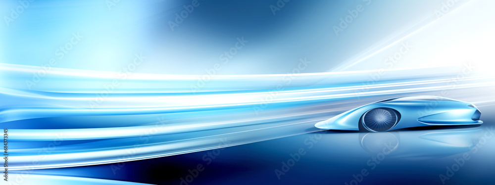 STYLISH LIGHT BLUE BACKGROUND WITH A FAST CAR. TEMPLATE FOR AUTOMOTIVE ...