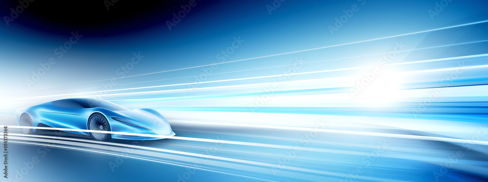 STYLISH LIGHT BLUE BACKGROUND WITH A FAST CAR. TEMPLATE FOR AUTOMOTIVE ...