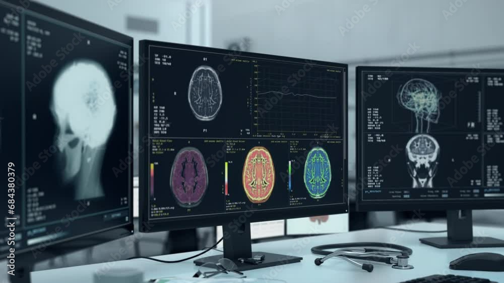 Vidéo Stock Examination x-ray scanner analysing the head organs ...
