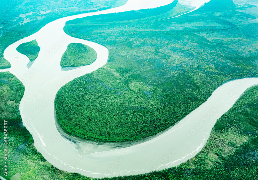 Aerial view of part of the Hill Inlet in Whitsunday Island near Great ...