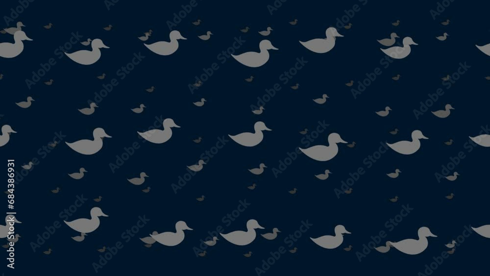 Duck symbols float horizontally from left to right. Parallax fly effect ...