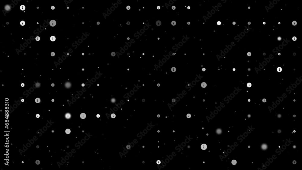 Template animation of evenly spaced info symbols of different sizes and ...