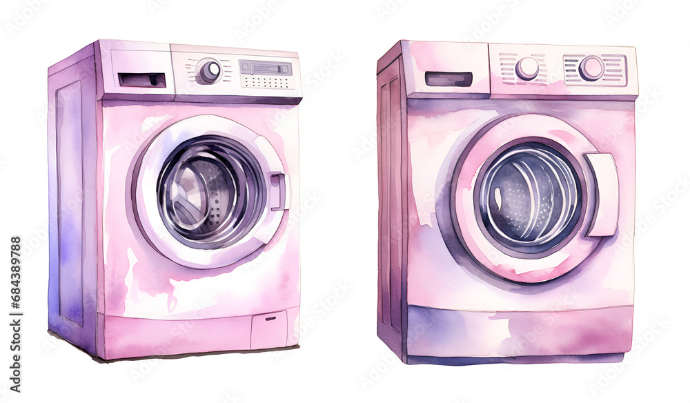 Washing Machine, watercolor clipart illustration with isolated ...