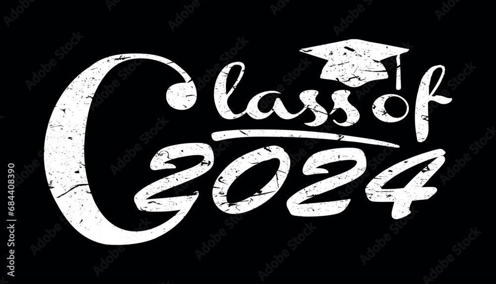Class Of 2024 Vector, T shirt Design, with Black background, apparel ...
