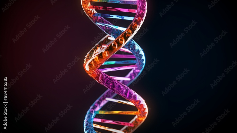 A detailed portrayal of a DNA double helix, illustrating its helical ...
