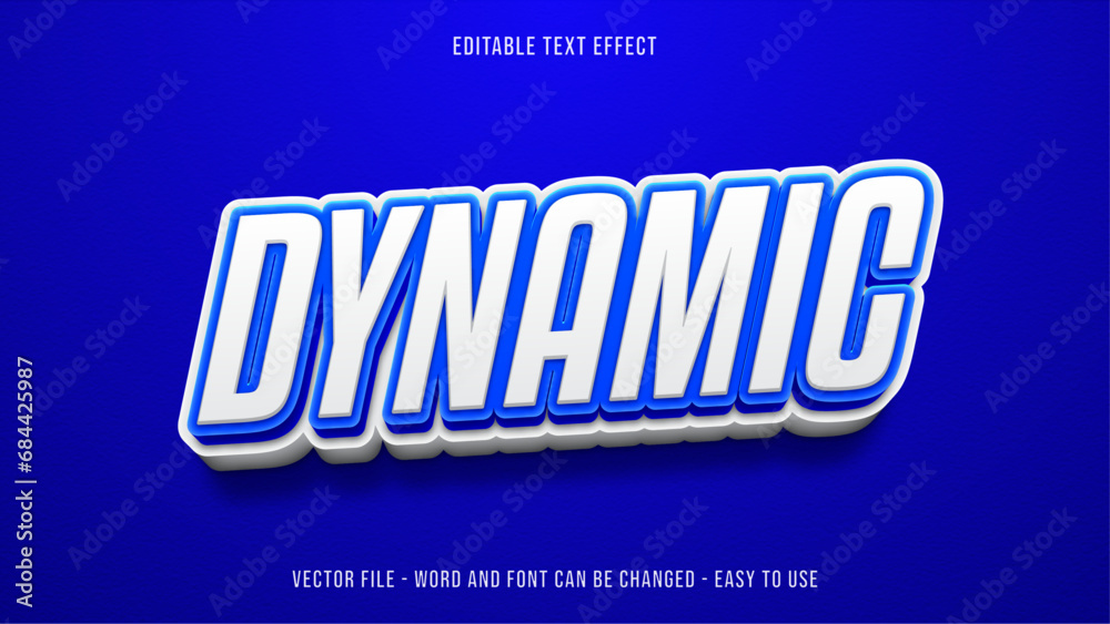 Editable blue text effect, bold text style Stock Vector | Adobe Stock
