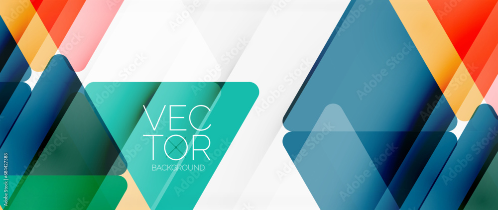 Abstract background. Color transparent triangles in mosaic style with ...