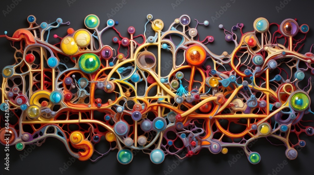 A vivid and intricate display presenting the molecular intricacies of ...