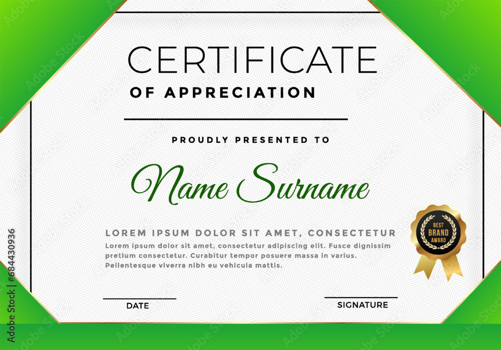 Modern Certificate template design. Clean modern certificate, Diploma ...