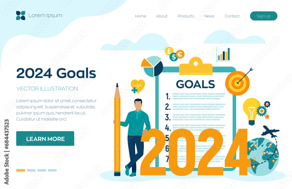 2024 New Year Goals Checklist. Future Goal And Plans. List For Upcoming ...