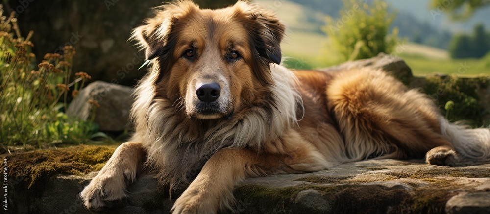 In an outdoor setting, an adult Belgian Countrynois, a diligent ...