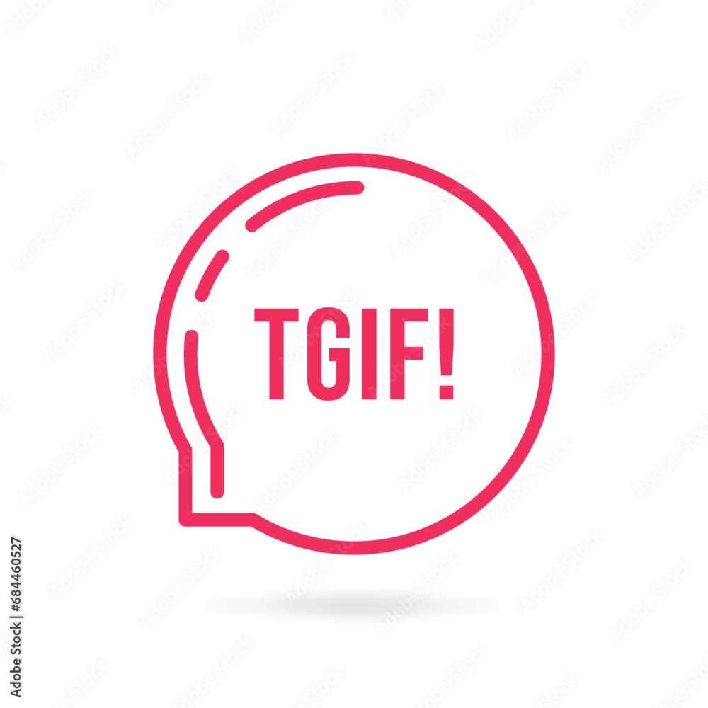 pink thin line tgif logo like speech bubble. linear flat style trend ...