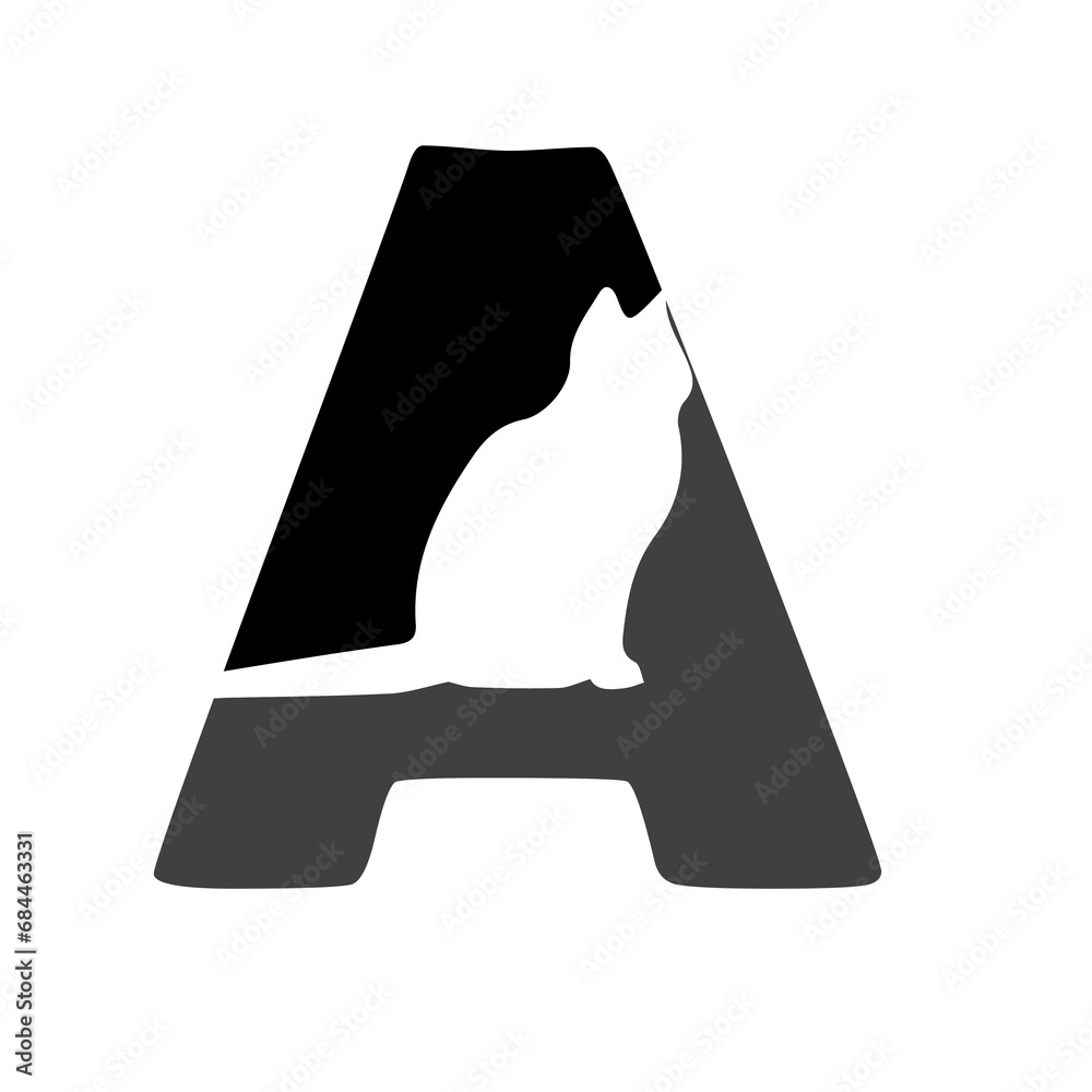 Alphabet A with Cat logo. English alphabet A. Children's colored letter ...
