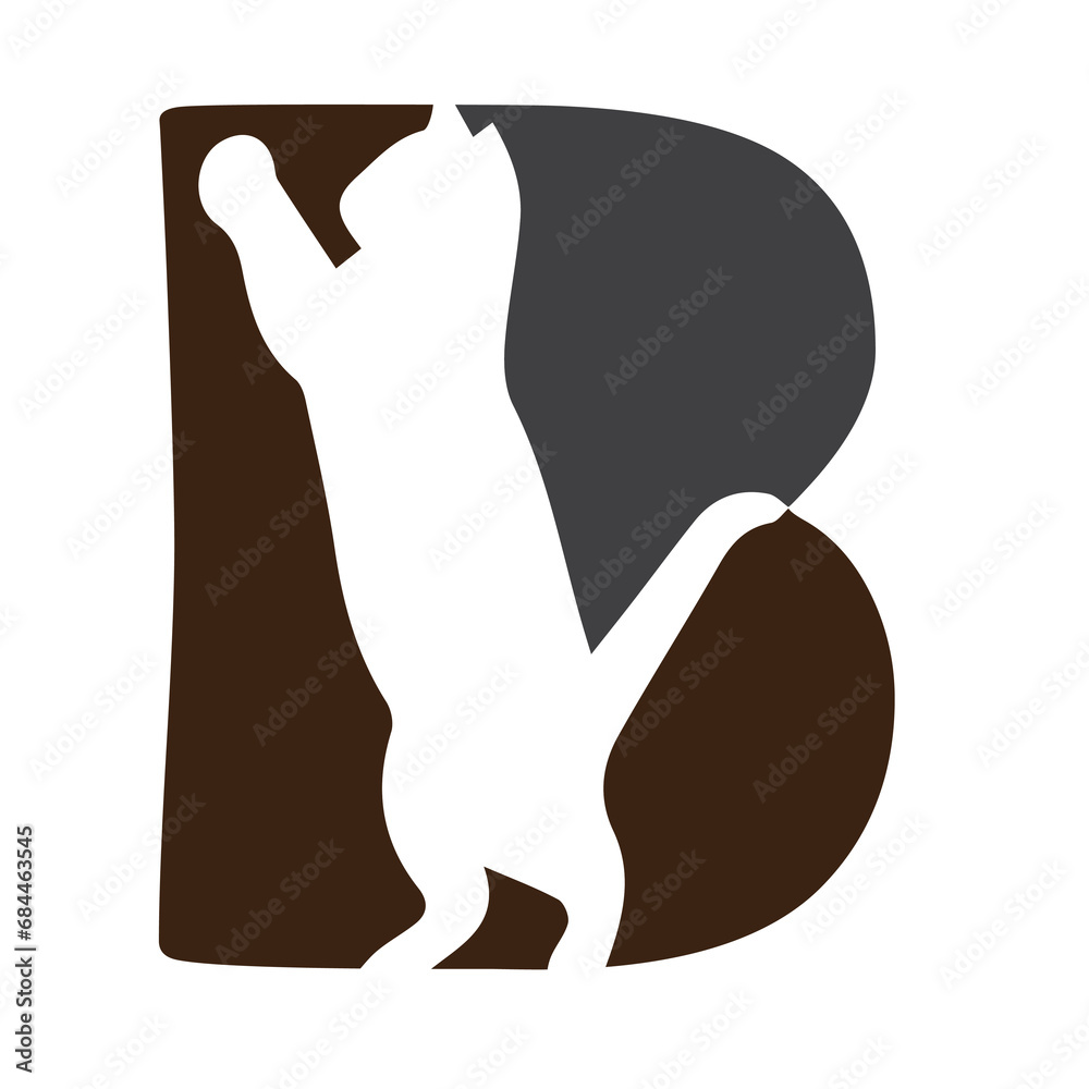 Alphabet B with Cat logo. English alphabet B. Children's colored letter ...