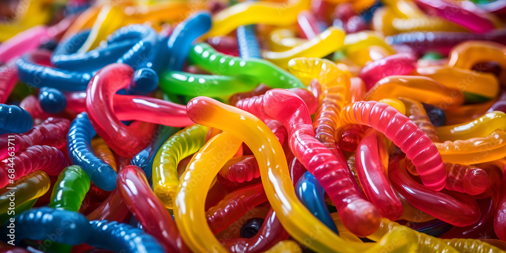 Rubber candy IN A store,Sweet Gummy Worms Candy Photorealistic ...