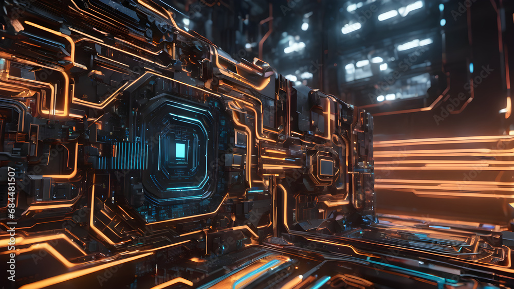 Develop an abstract background inspired by technology and the digital ...