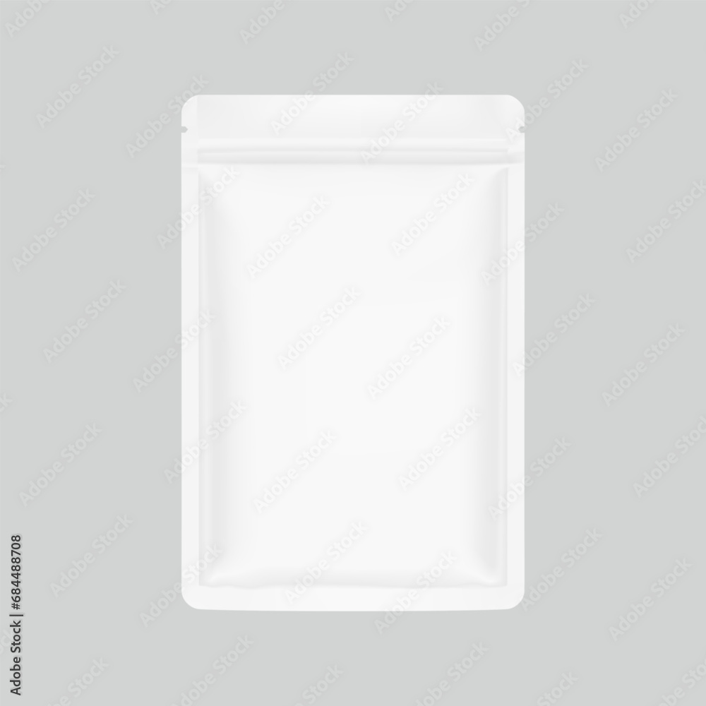 Resealable mylar bag mockup with zip lock and tear notch. Realistic ...