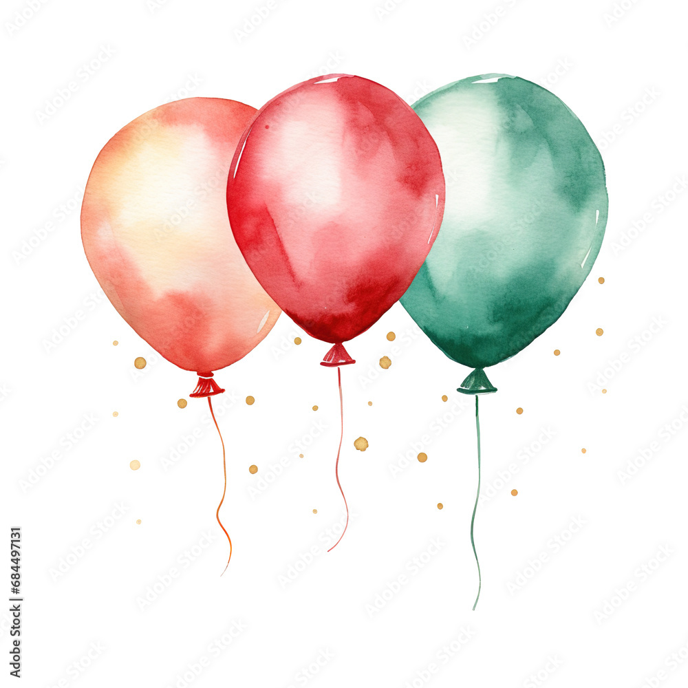 Hand-painted Watercolor Balloon Clipart for Birthdays, Valentine's Day ...