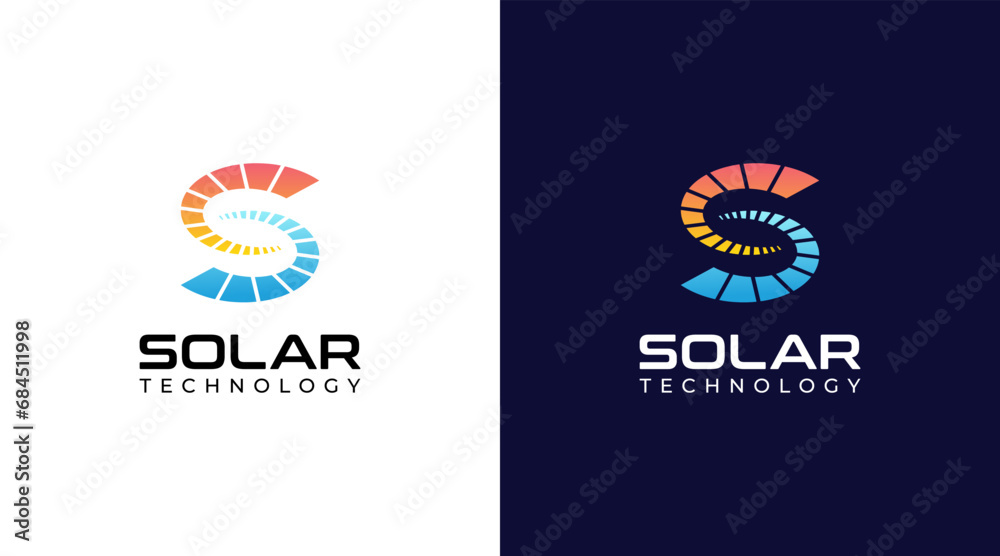 Solar logo design with initial letter S Stock Vector | Adobe Stock