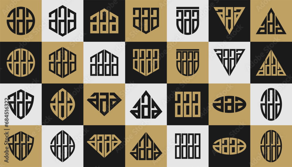 Minimalist line shape lowercase letter A AAA AAAA logo design set Stock ...