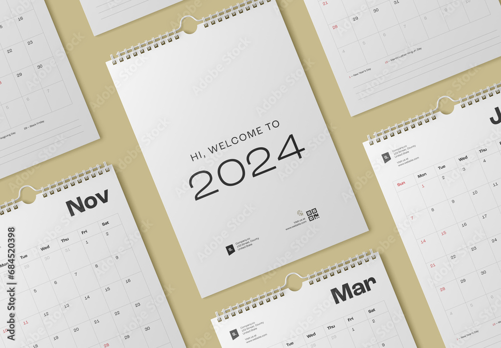 Black and White Calender Design Layout Template Stock Template | Adobe ...